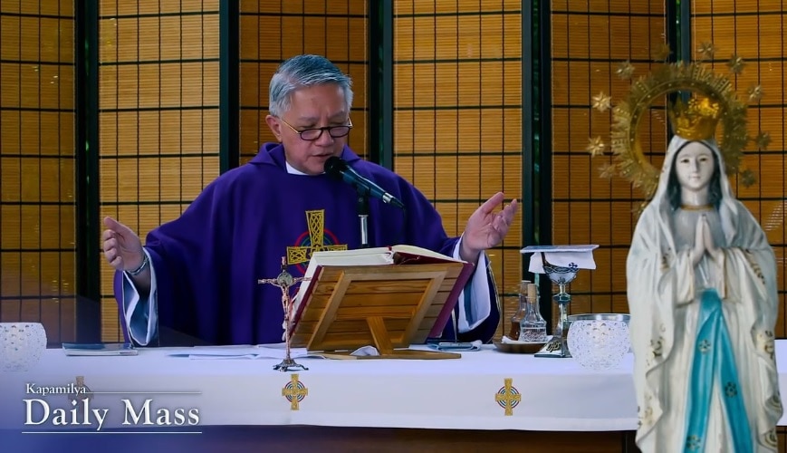 Watch the daily mass live on ABS-CBN, S+A, Jeepney TV, and iWant